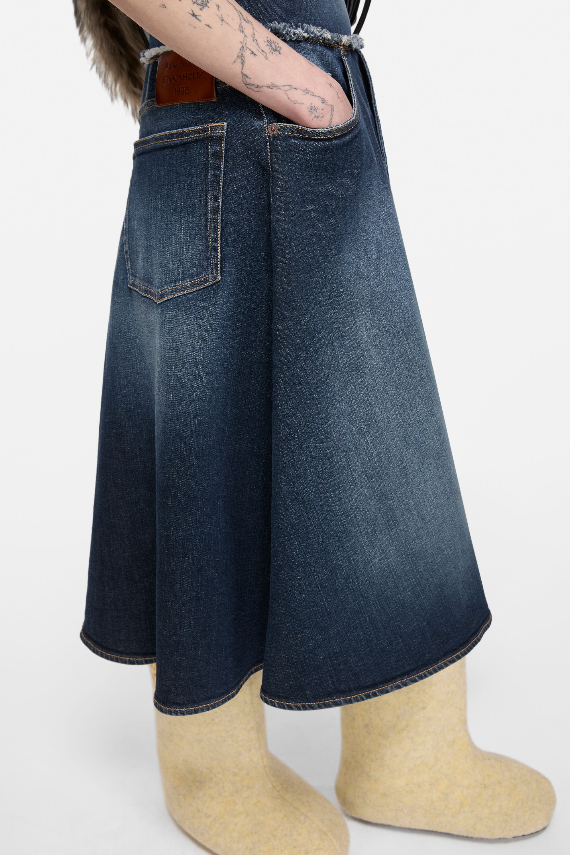 Layered Denim Midi Dress - Dark Blue - Acne Studios